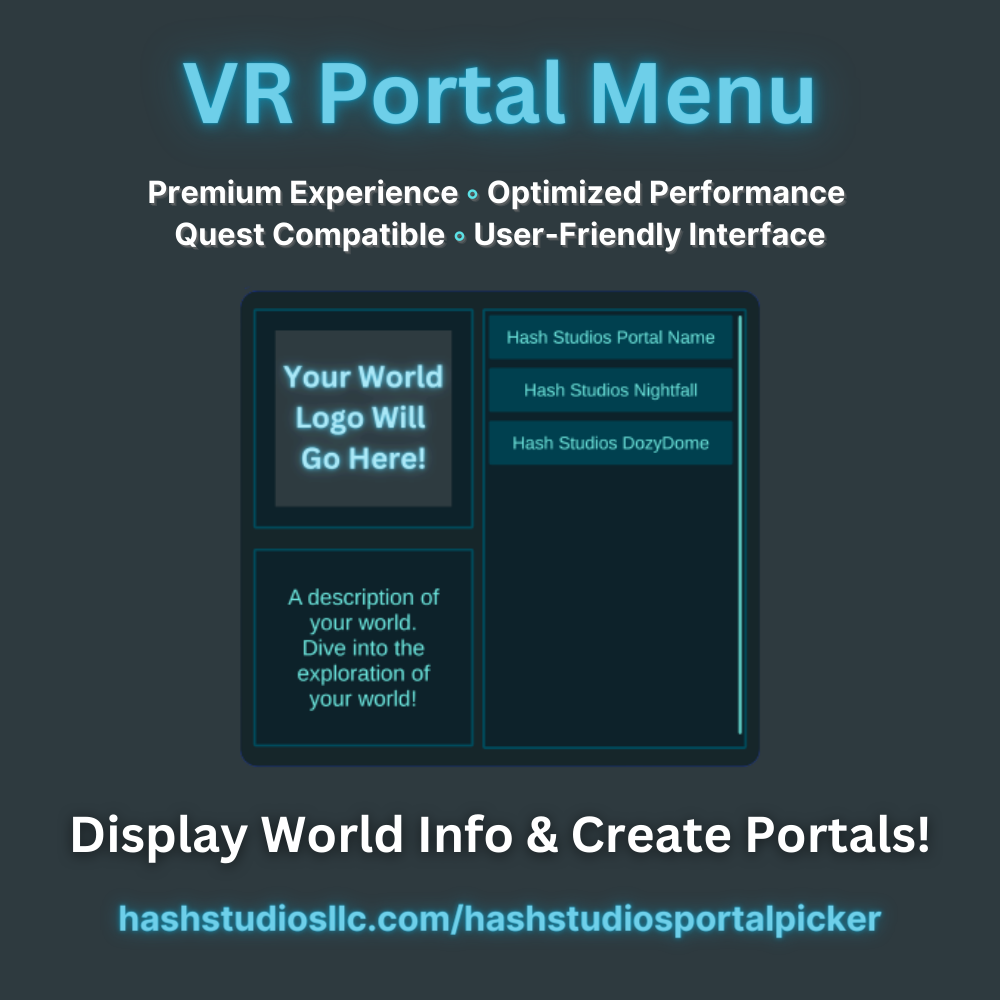 Hash Studios Portal Picker / ハッシュスタジオズ ポータルピッカー [UdonSharp] [SDK3] - Hash Studios LLC - BOOTH