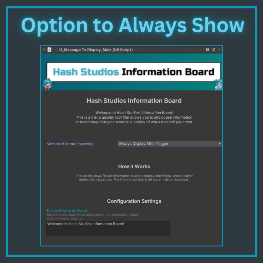 Hash Studios Information Board / ハッシュスタジオズ・インフォメーションボード [UdonSharp] [SDK3] - Hash Studios LLC ...