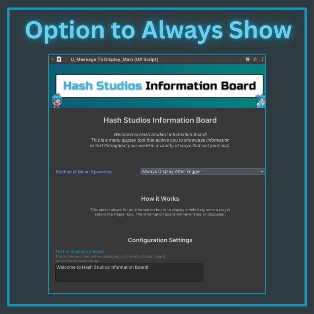 Hash Studios Information Board / ハッシュスタジオズ・インフォメーションボード [UdonSharp] [SDK3] - Hash Studios LLC ...