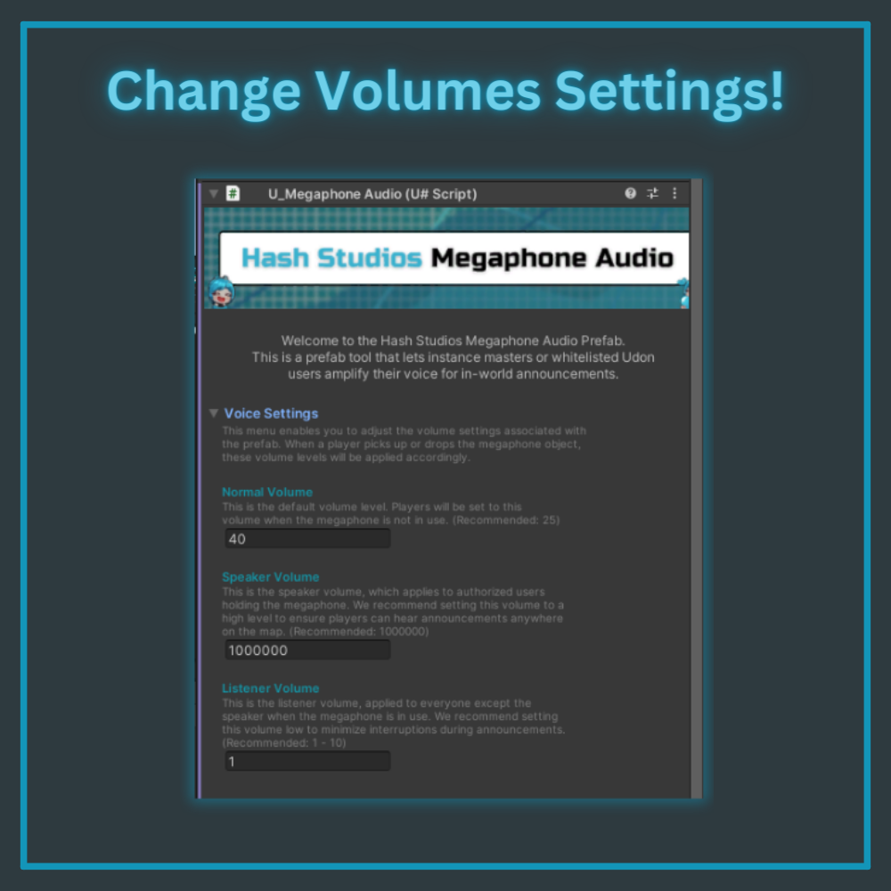 Hash Studios Megaphone Audio / ハッシュスタジオ メガホン オーディオ [UdonSharp] [SDK3] - Hash Studios LLC - BOOTH