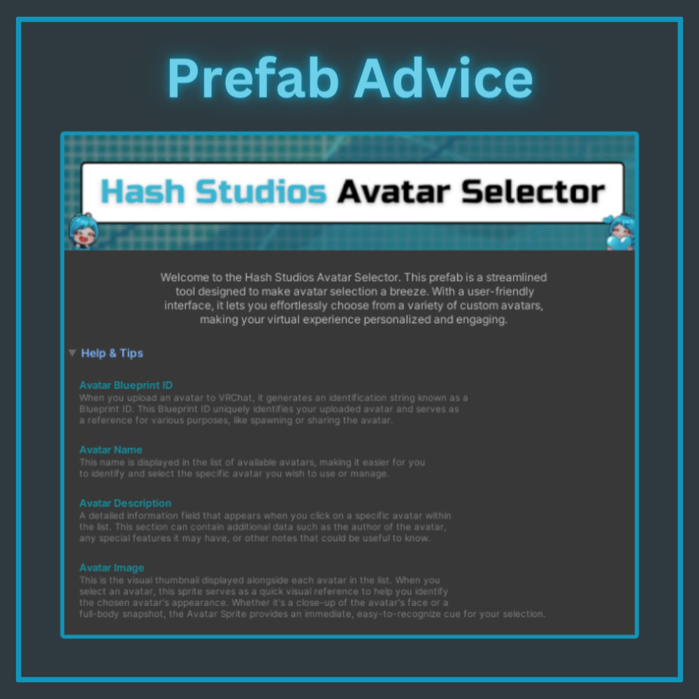 Hash Studios Avatar Selector / ハッシュスタジオズ アバターセレクター [UdonSharp] [SDK3] - Hash Studios LLC - BOOTH