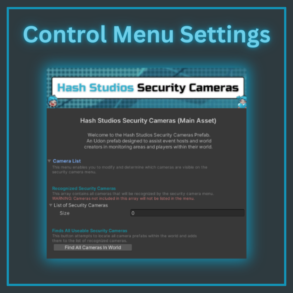 Hash Studios Security Cameras / ハッシュスタジオセキュリティカメラ [UdonSharp] [SDK3] - Hash Studios LLC - BOOTH