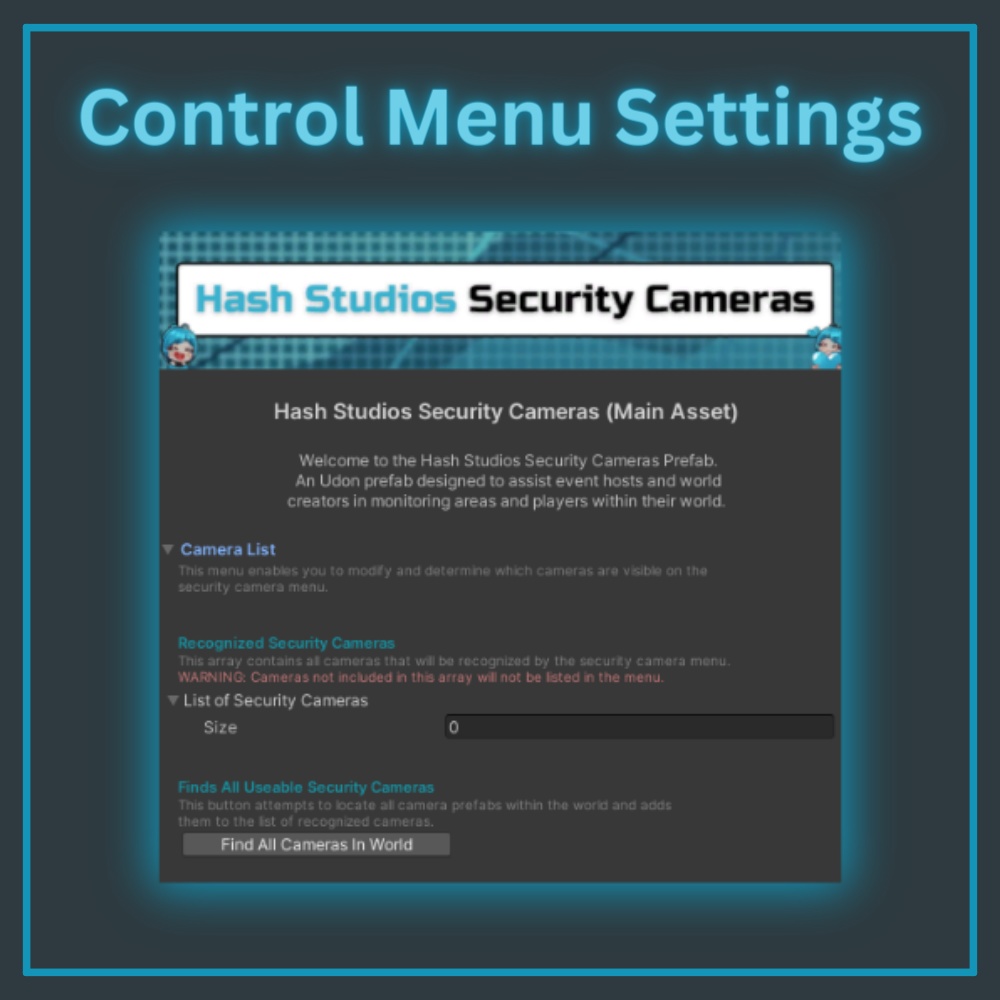 Hash Studios Security Cameras / ハッシュスタジオセキュリティカメラ [UdonSharp] [SDK3] - Hash Studios LLC - BOOTH