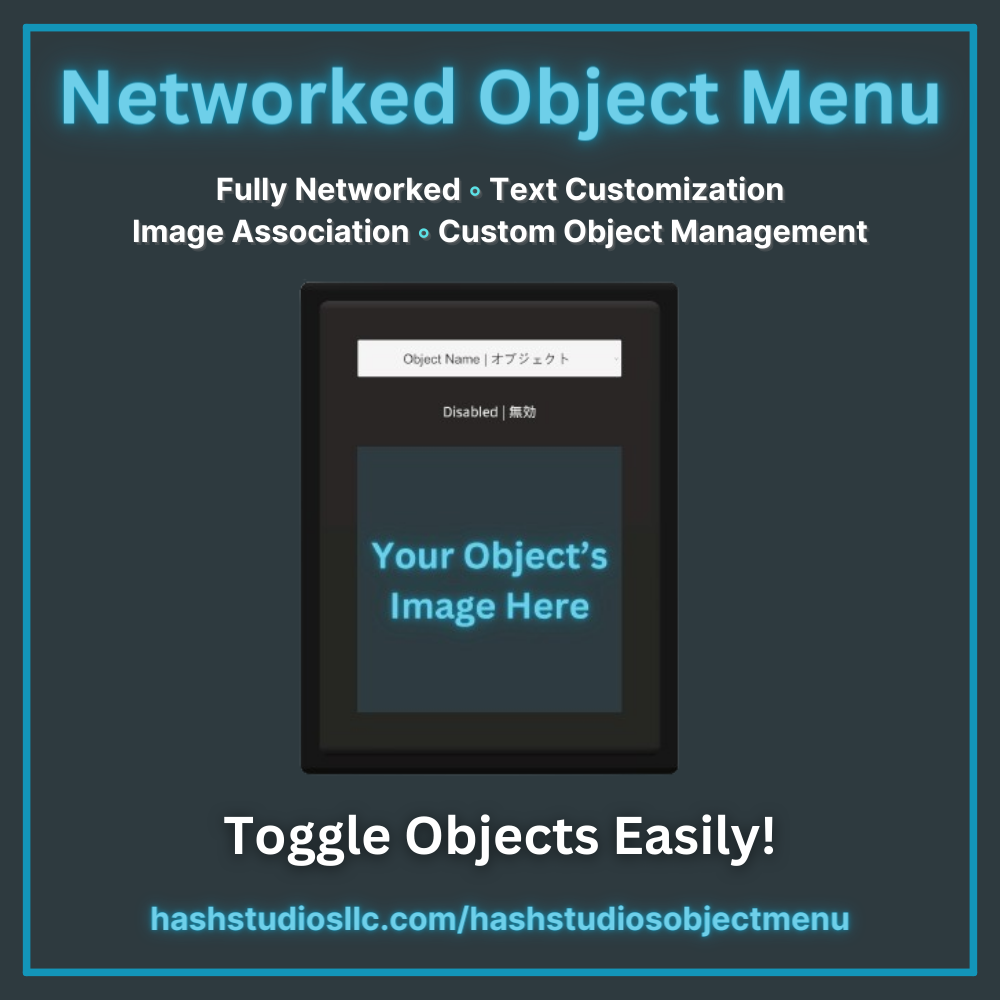 Hash Studios Object Menu / ハッシュ スタジオズ オブジェクト メニュー [UdonSharp] [SDK3] - Hash Studios LLC - BOOTH