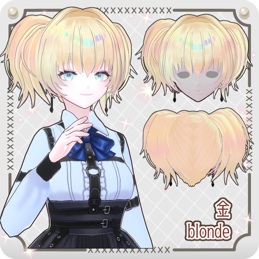 【VRoid hair preset】ピアス付きボリューミーツインテール6色 Voluminous Twin Tails with ...