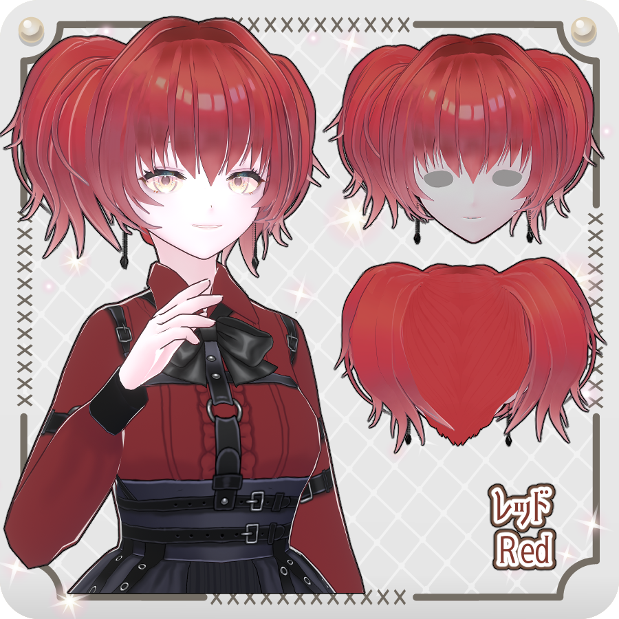 【VRoid hair preset】ピアス付きボリューミーツインテール6色 Voluminous Twin Tails with ...