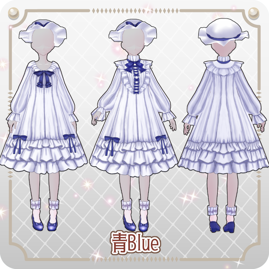 【VRoid Dress Set】フリルネグリジェ ゴシックカラー6色Frill Negligee Gothic Collar 6 ...