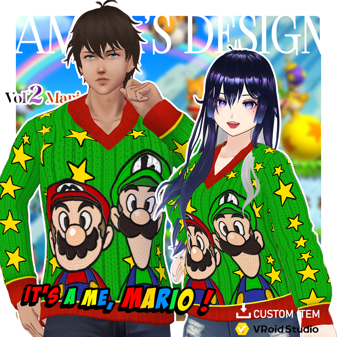 [Unisex] Mario & Luigi Knitted Sweater [Vroid Stable Ver.] Custom Item ...