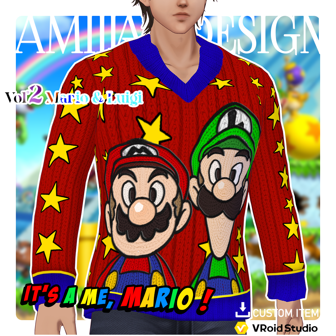 [Unisex] Mario & Luigi Knitted Sweater [Vroid Stable Ver.] Custom Item ...