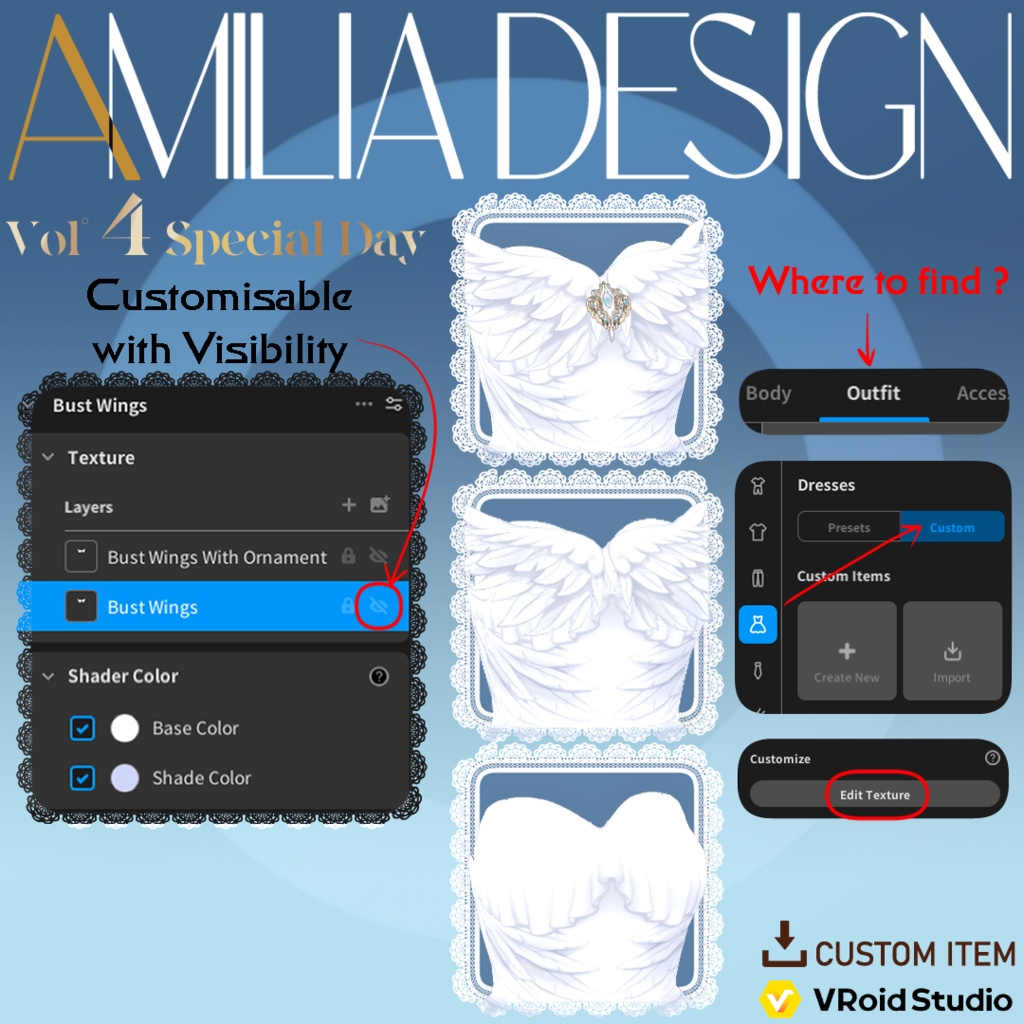 🦢WHITE SWAN Dress🤍🕊️[Vroid Stable Ver.] Custom Items & Textures ...