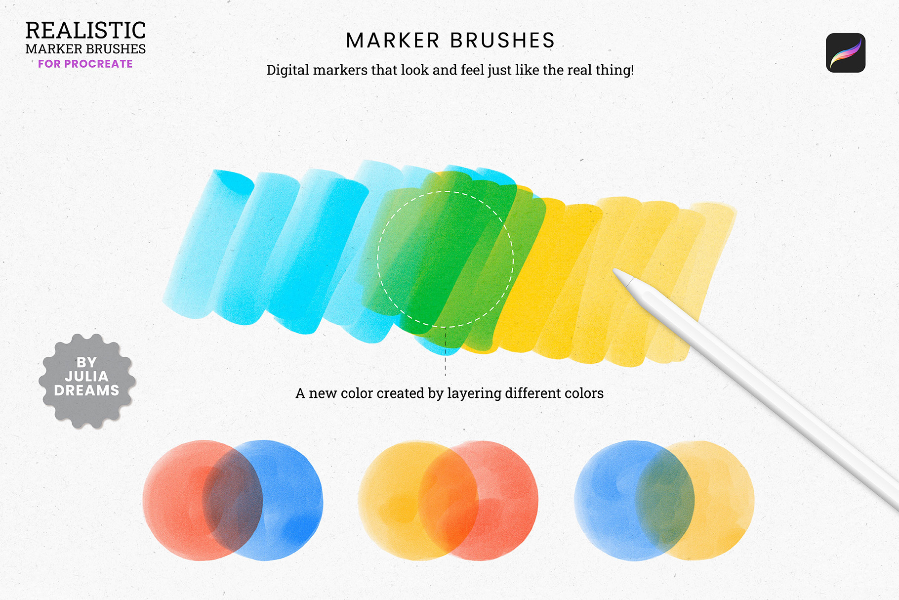 リアルなマーカー Procreate ブラシ Realistic Marker Procreate Brushes - juliadreams ...