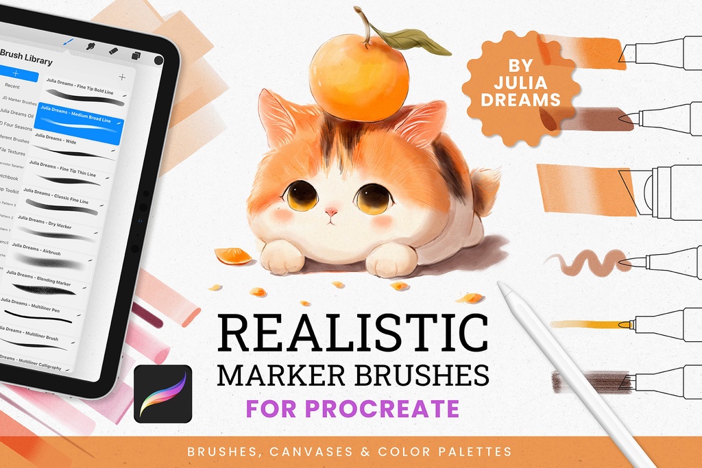 リアルなマーカー Procreate ブラシ Realistic Marker Procreate Brushes - juliadreams - BOOTH