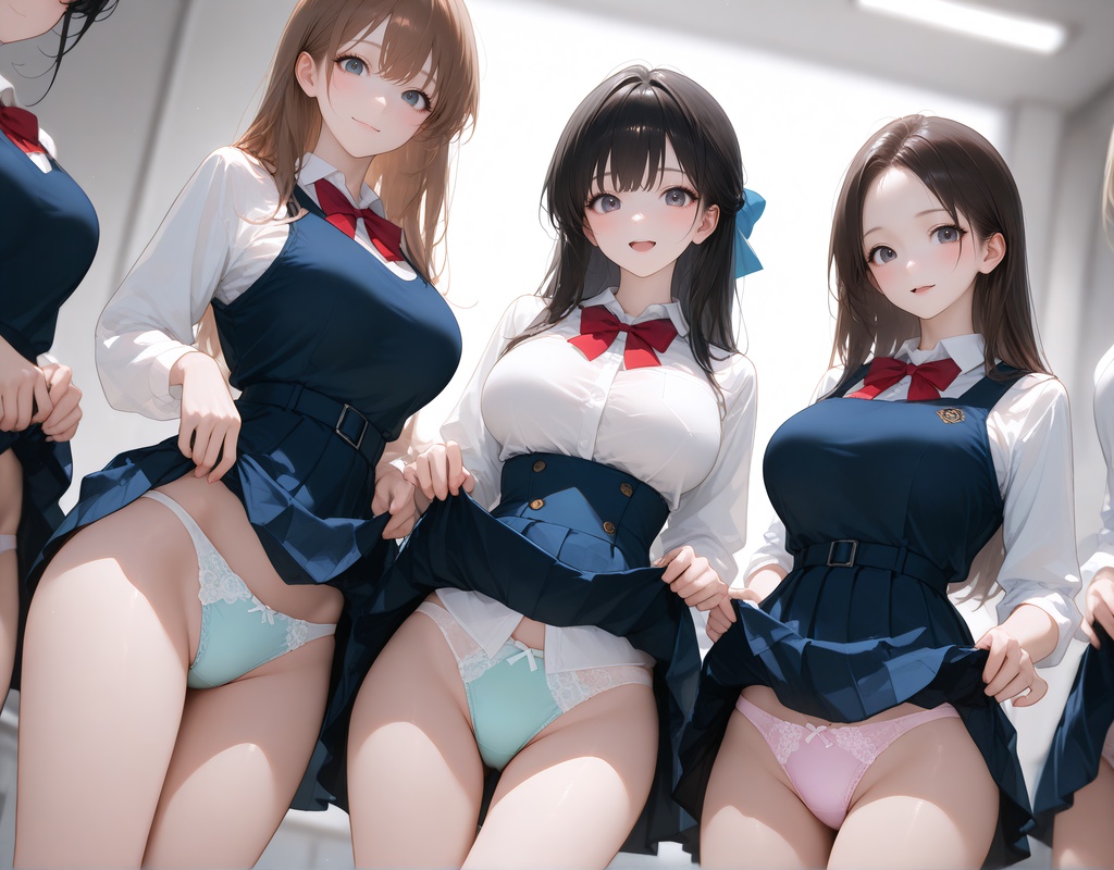 [214枚]清楚JKたくし上げハーレム高画質イラスト集 - 三河高原イラスト集 - BOOTH