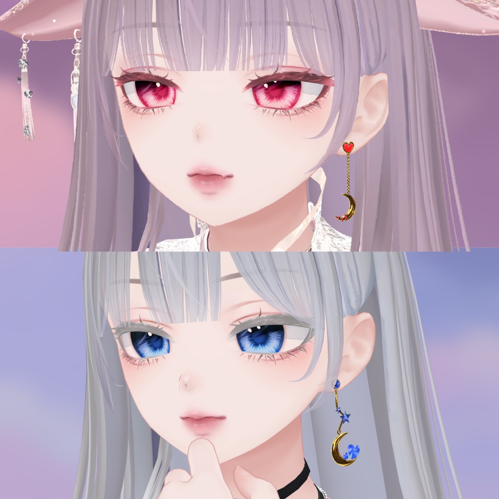 [VRChat想定] Moon&Star Earrings /イヤリング / 귀걸이 [Phys Bone対応] - Muhly Shop ...