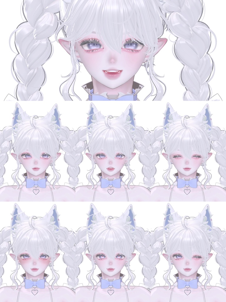 VRCHAT-shinra森罗3(捏脸和7个表情)-Face-BlendShape+ 7Animation - yuyuzz - BOOTH