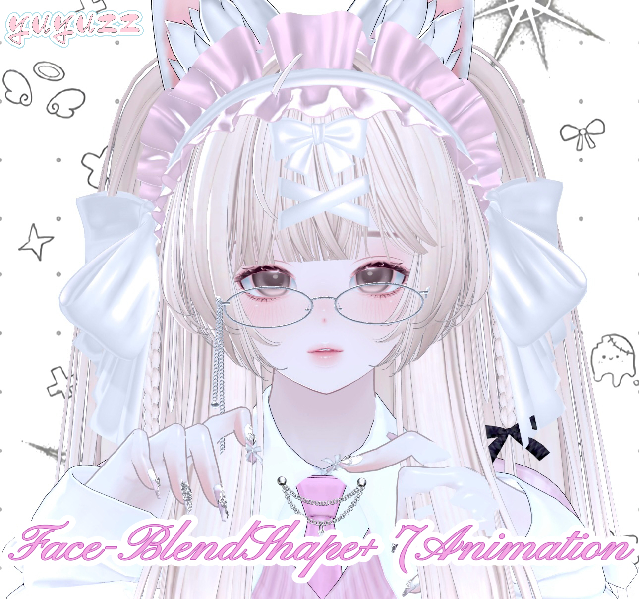 VRCHAT-shinra森罗4(捏脸和7个表情)-Face-BlendShape+ 7Animation - yuyuzz - BOOTH