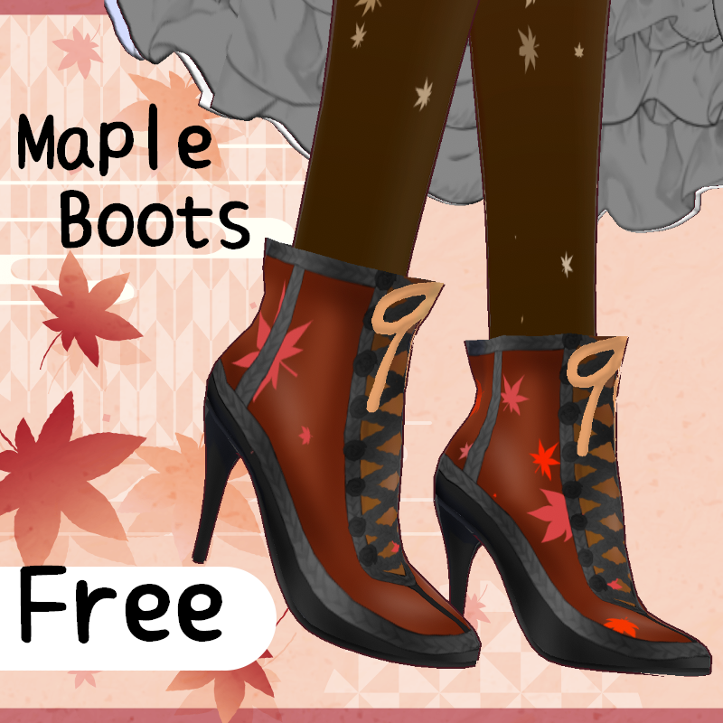 VRoid【Free / 無料】カエデのブーツ Maple Boots Set - bikonos - BOOTH