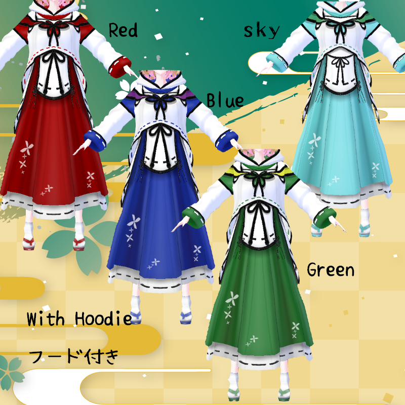 VRoid【Free / 無料】和風ローブ セット Wafuu Robe Set - bikonos - BOOTH