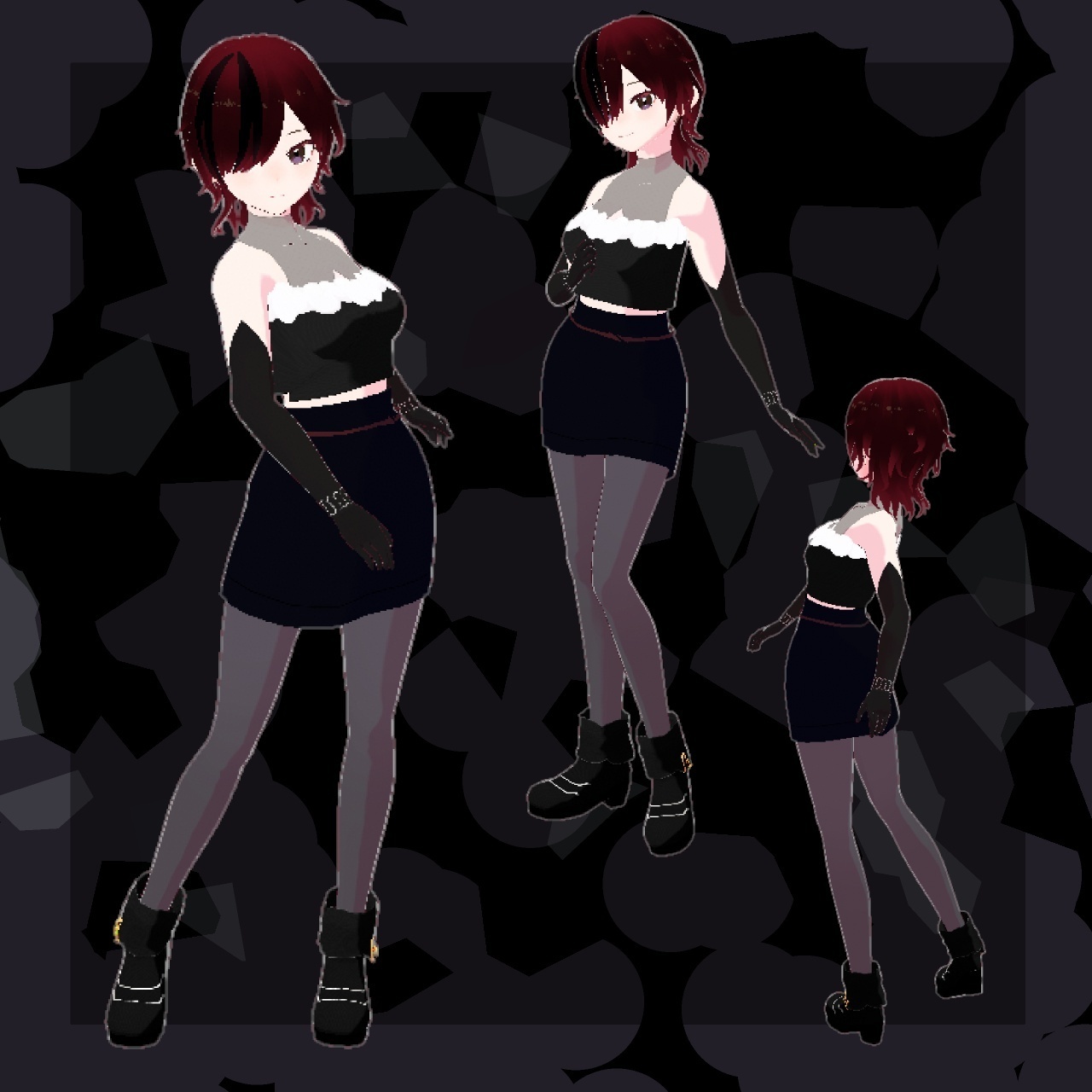 [custom items for Vroid studio] フィッシュネット・チューブトップ Tube top with fishnet ...