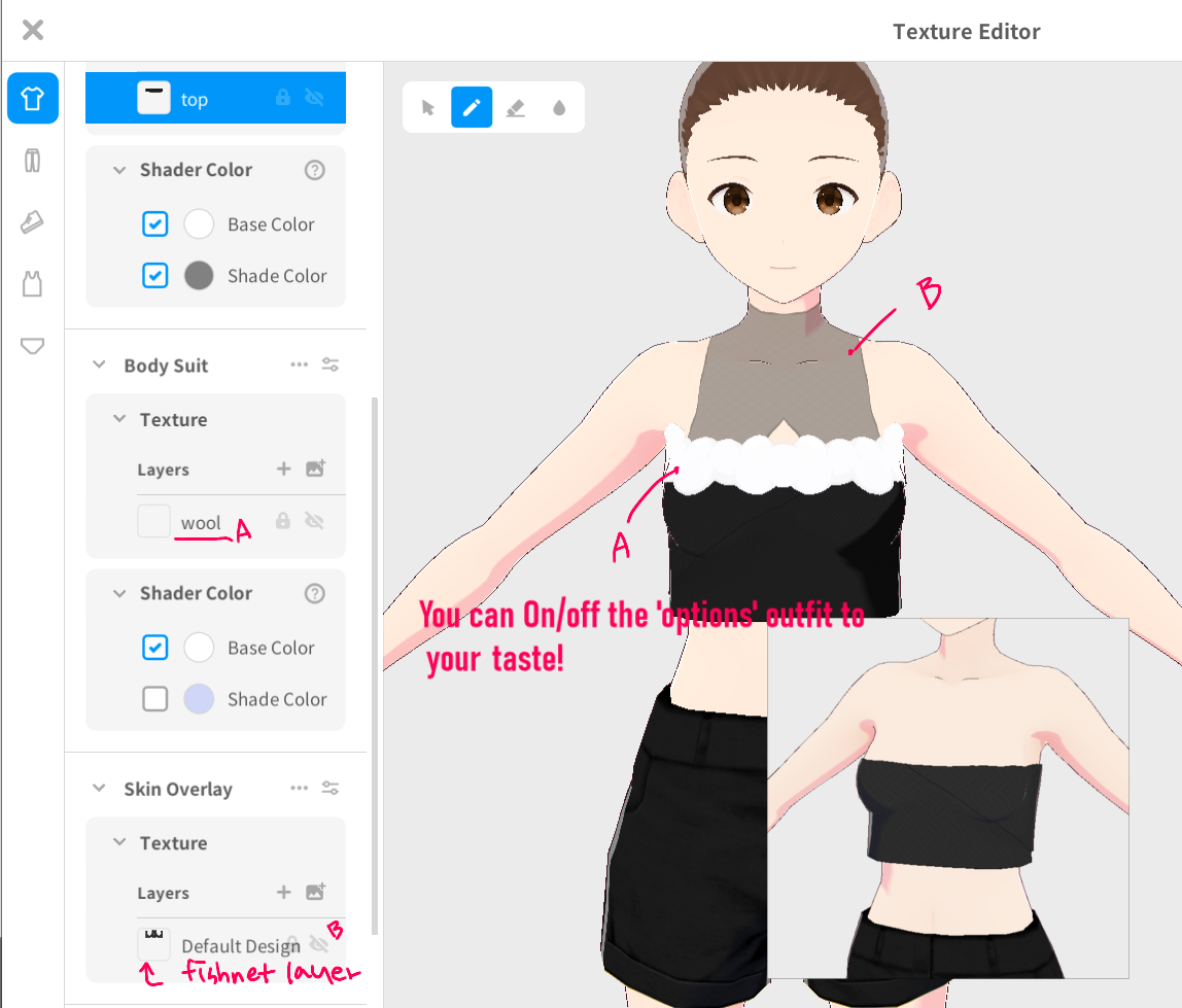 [custom items for Vroid studio] フィッシュネット・チューブトップ Tube top with fishnet ...