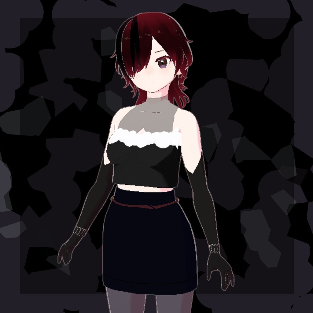 [custom items for Vroid studio] フィッシュネット・チューブトップ Tube top with fishnet ...