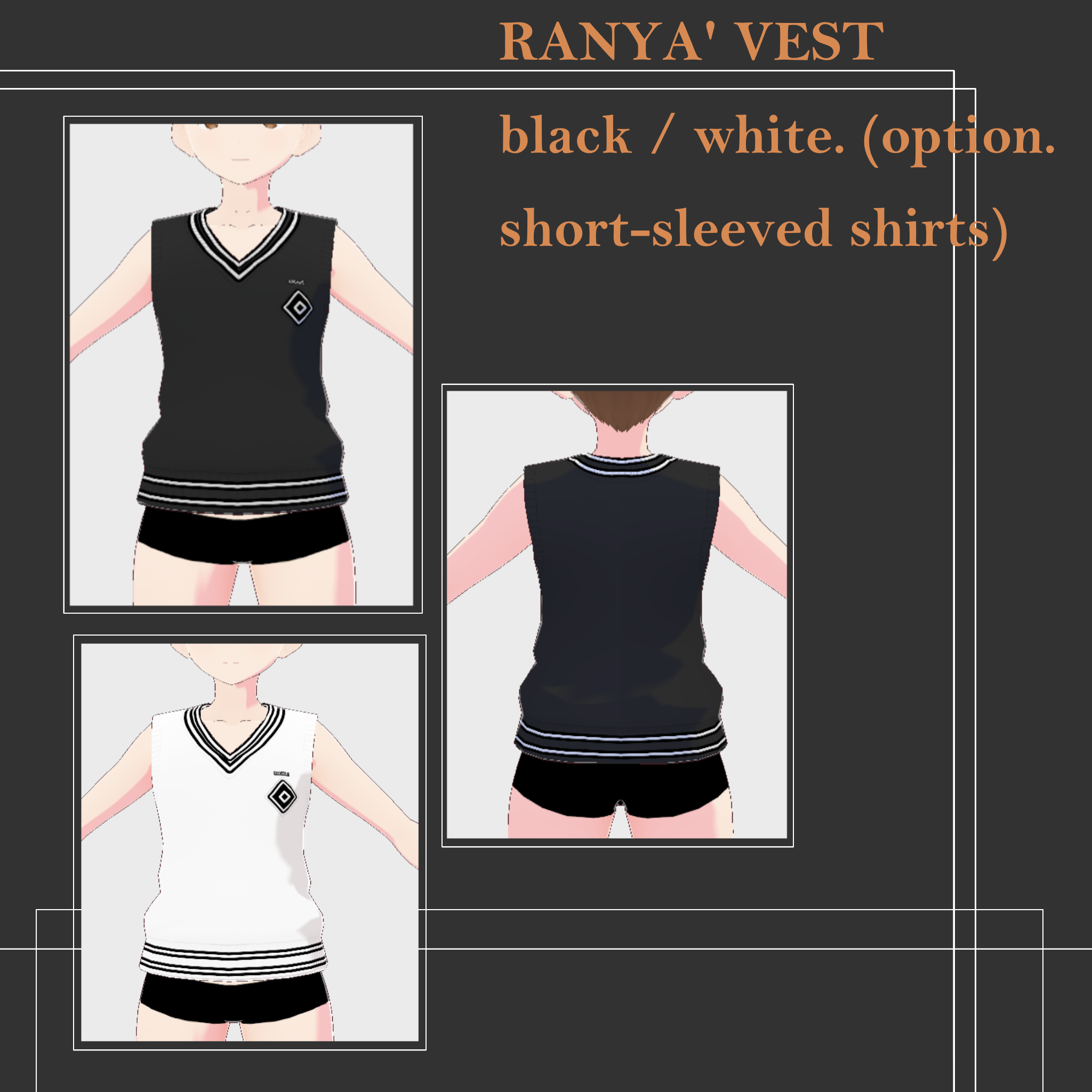 [custom items for Vroid studio] Ranya' vest(top) 制服ベスト [3D] - Nya-wl ...