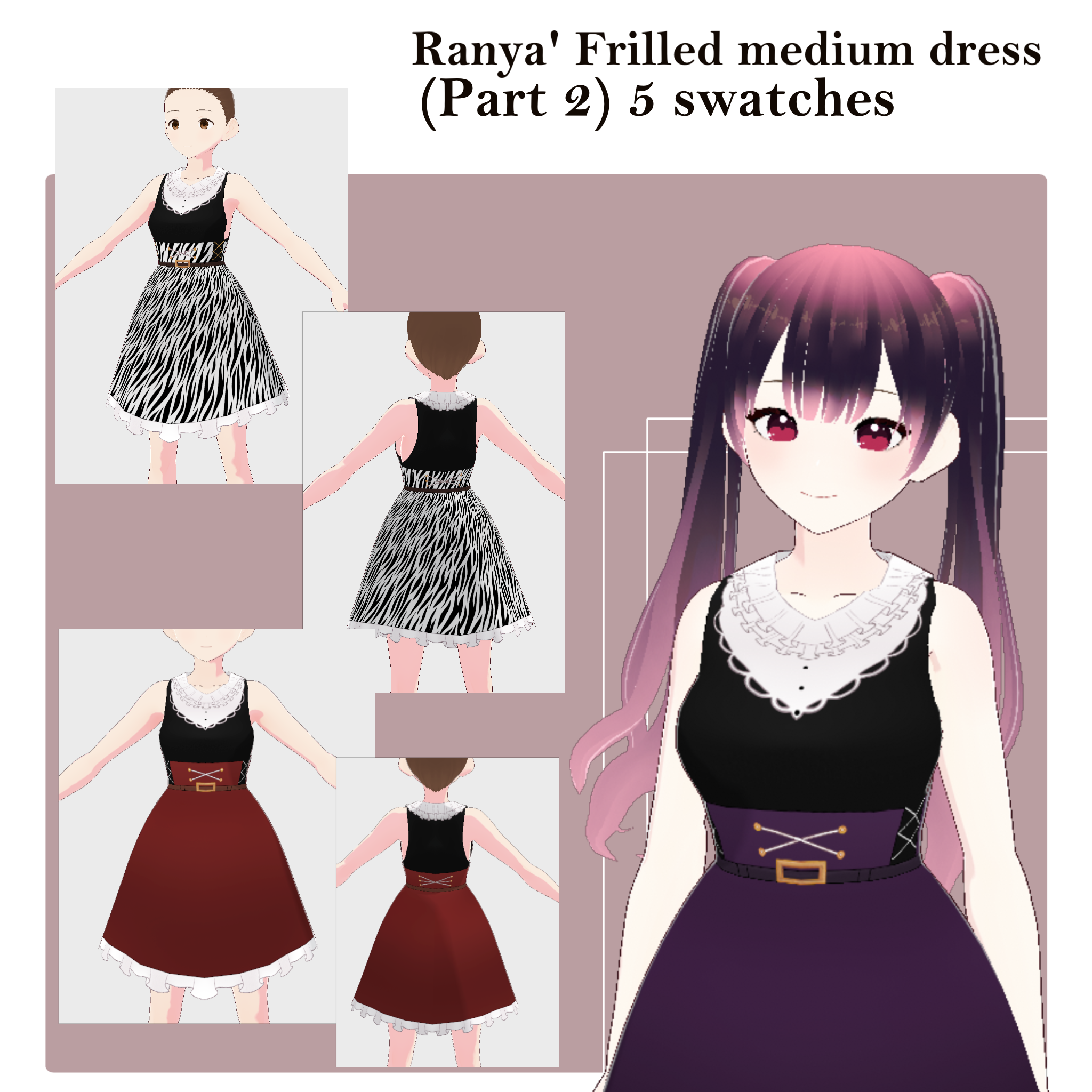 [custom items for Vroid studio] frilled medium dress フリルドレス [3D] - Nya ...