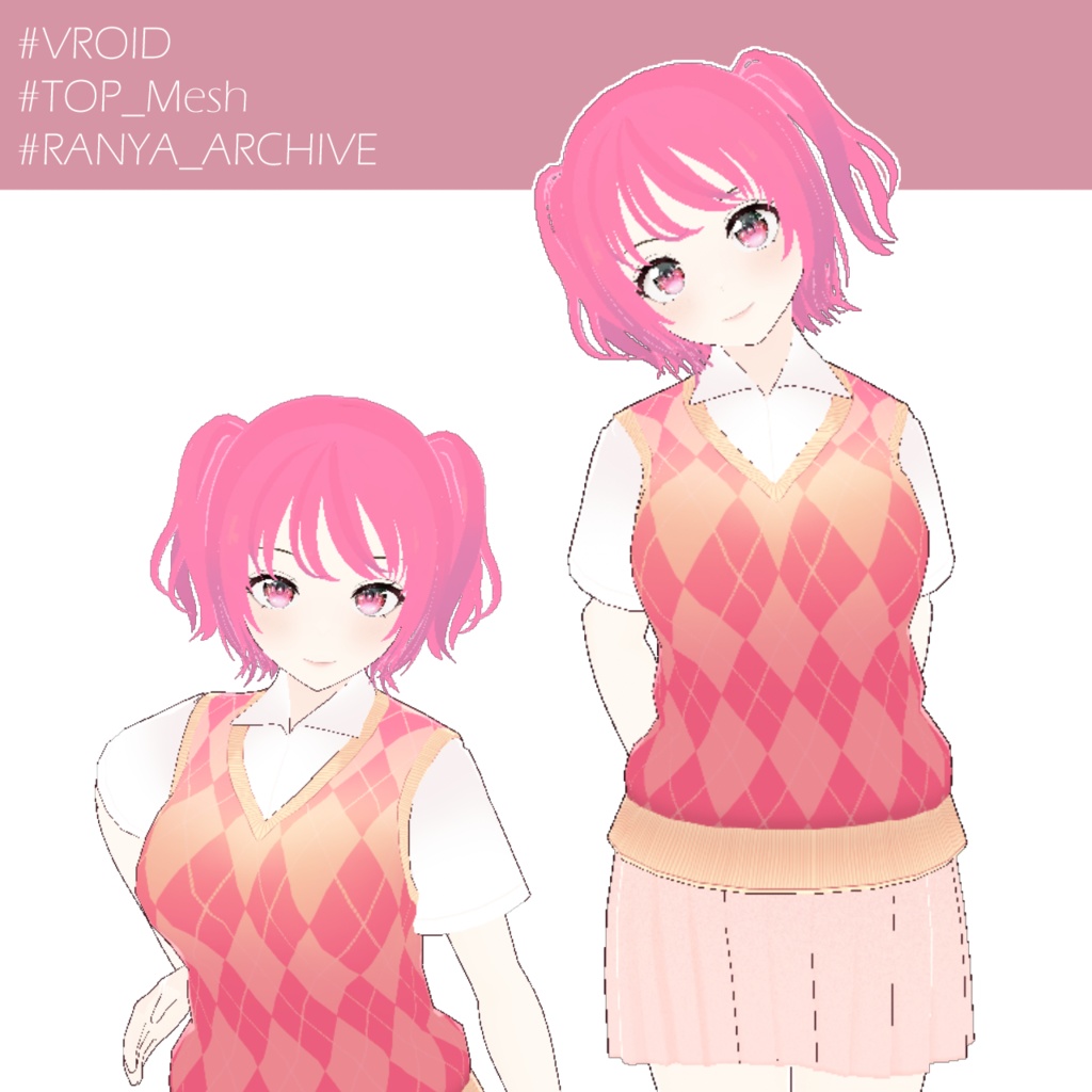 [free custom items for Vroid studio] Plaid' Vest top チェックのベスト - Nya-wl ...