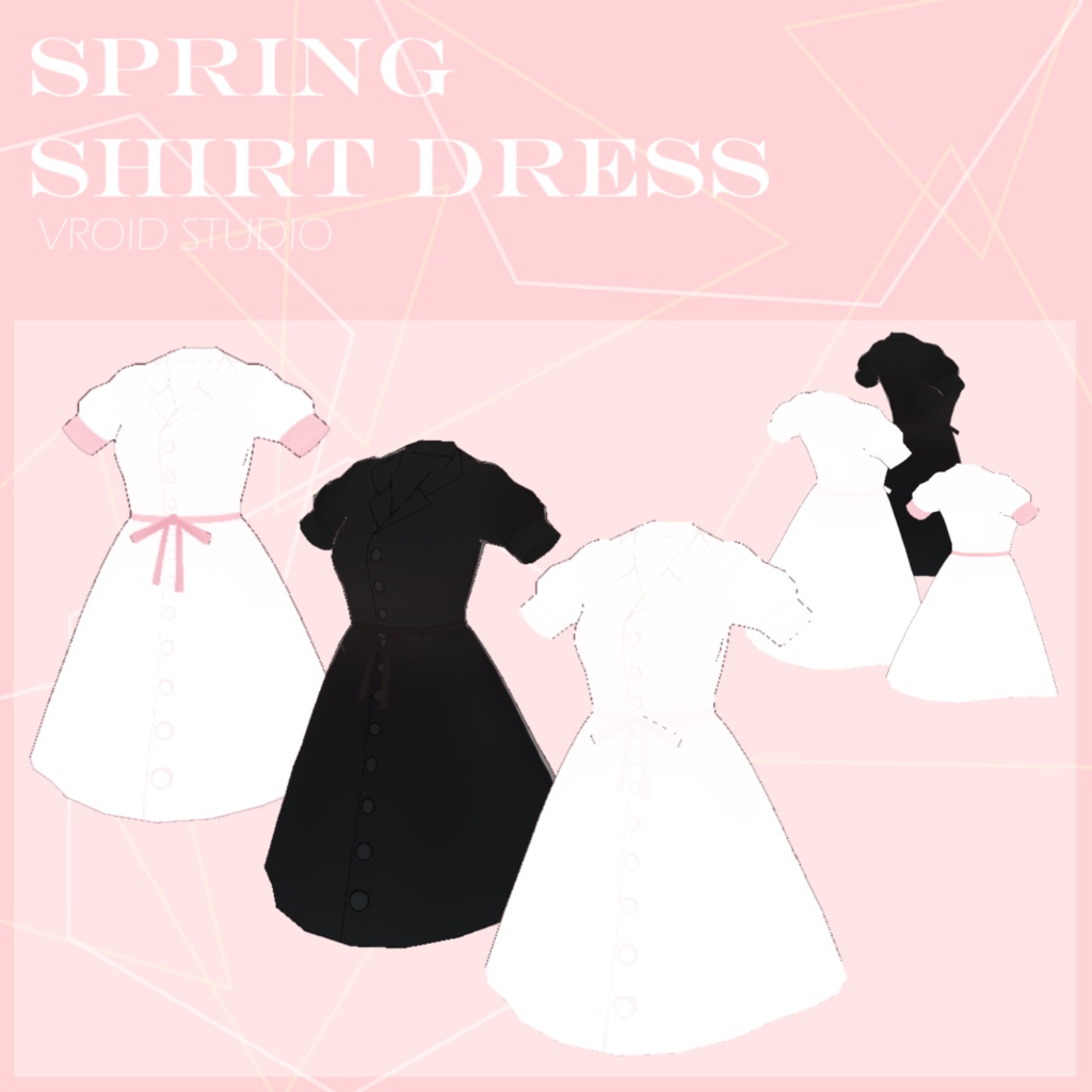 [free custom items for Vroid studio] Shirt Dress outfits シャツワンピース ...