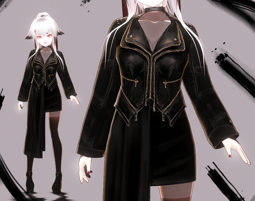 Vroid - Leather jacket and skirt! - alqmia - BOOTH