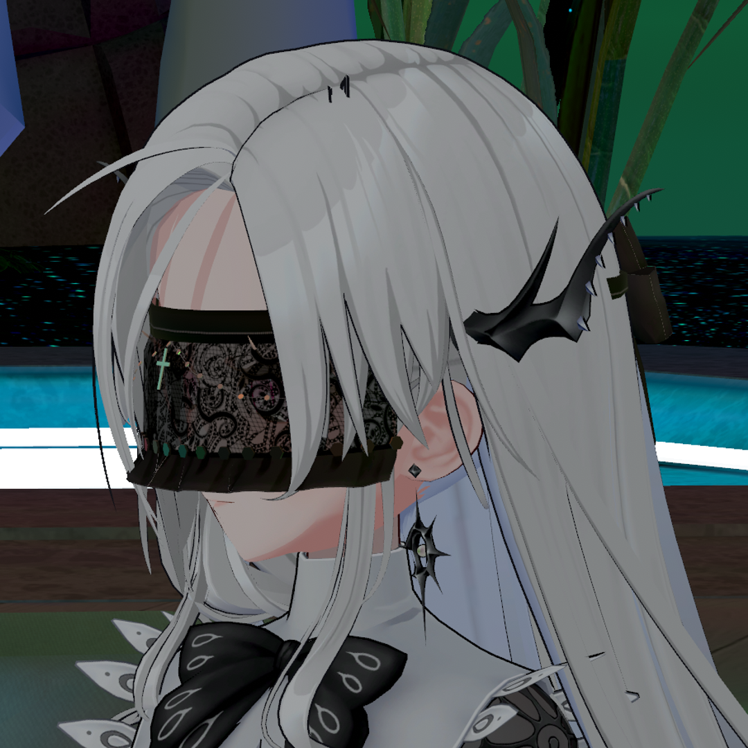 【VRChat想定】黒のベールアイマスク(調整用シェイプキー入り)-Black veil eye mask- - MURDERMEA - BOOTH