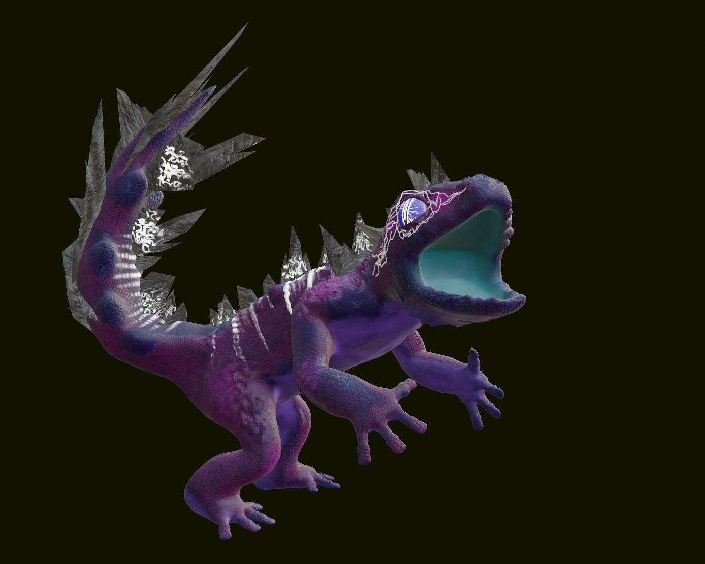 Green and Purple Humanoid Lizard || 緑と紫の人型トカゲ Low-poly 3D model ...