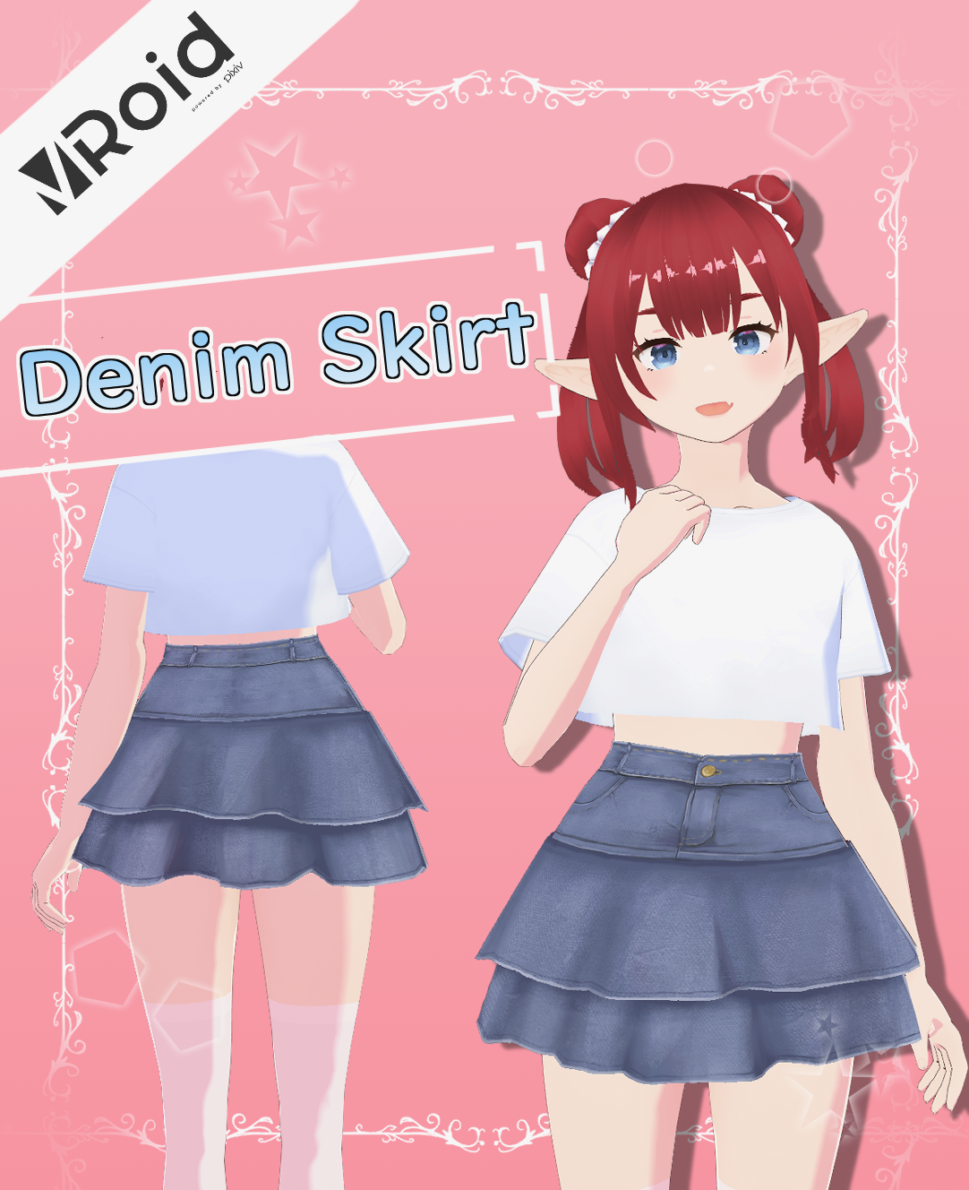 Denim layered doll skirt - VRoid Clothes - Red's Costume store - BOOTH