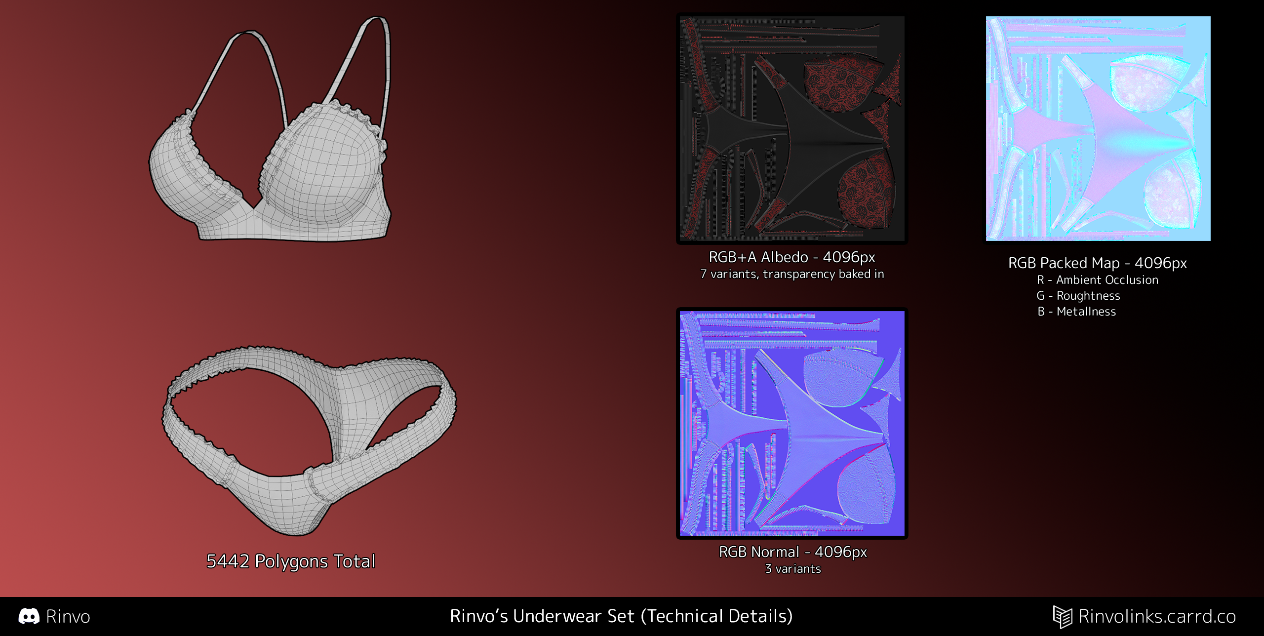Underwear Set / Lingerie / Pantie / Bra (VRChat asset rigged for ...