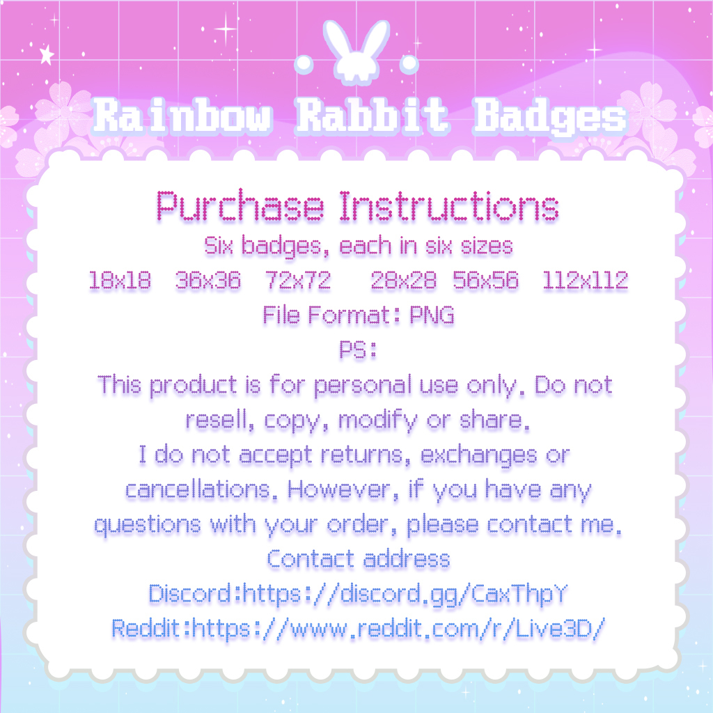 【Twitch Badges】Rainbow Rabbit Livestream Badges - VTuber Stream Shop ...