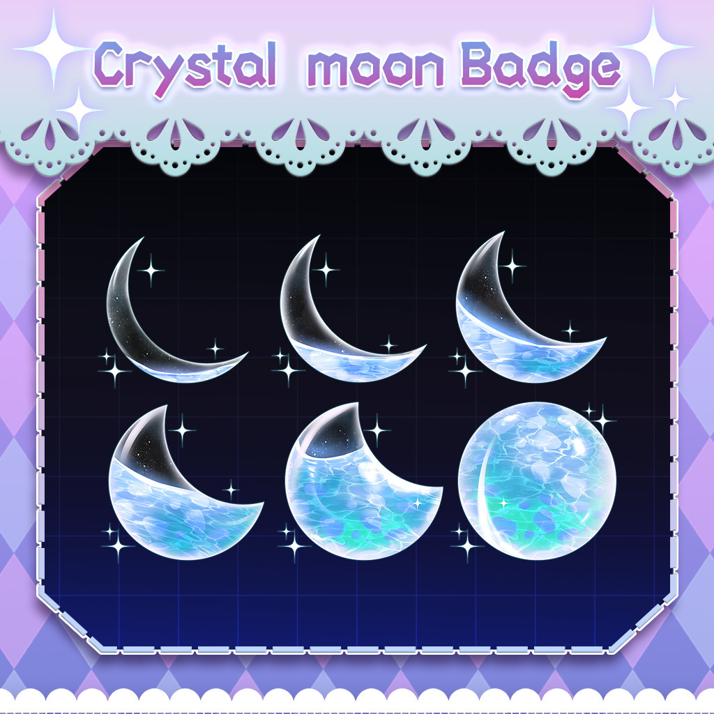 【Twitch Badges】Crystal Moon Livestream Badge - VTuber Stream Shop - BOOTH