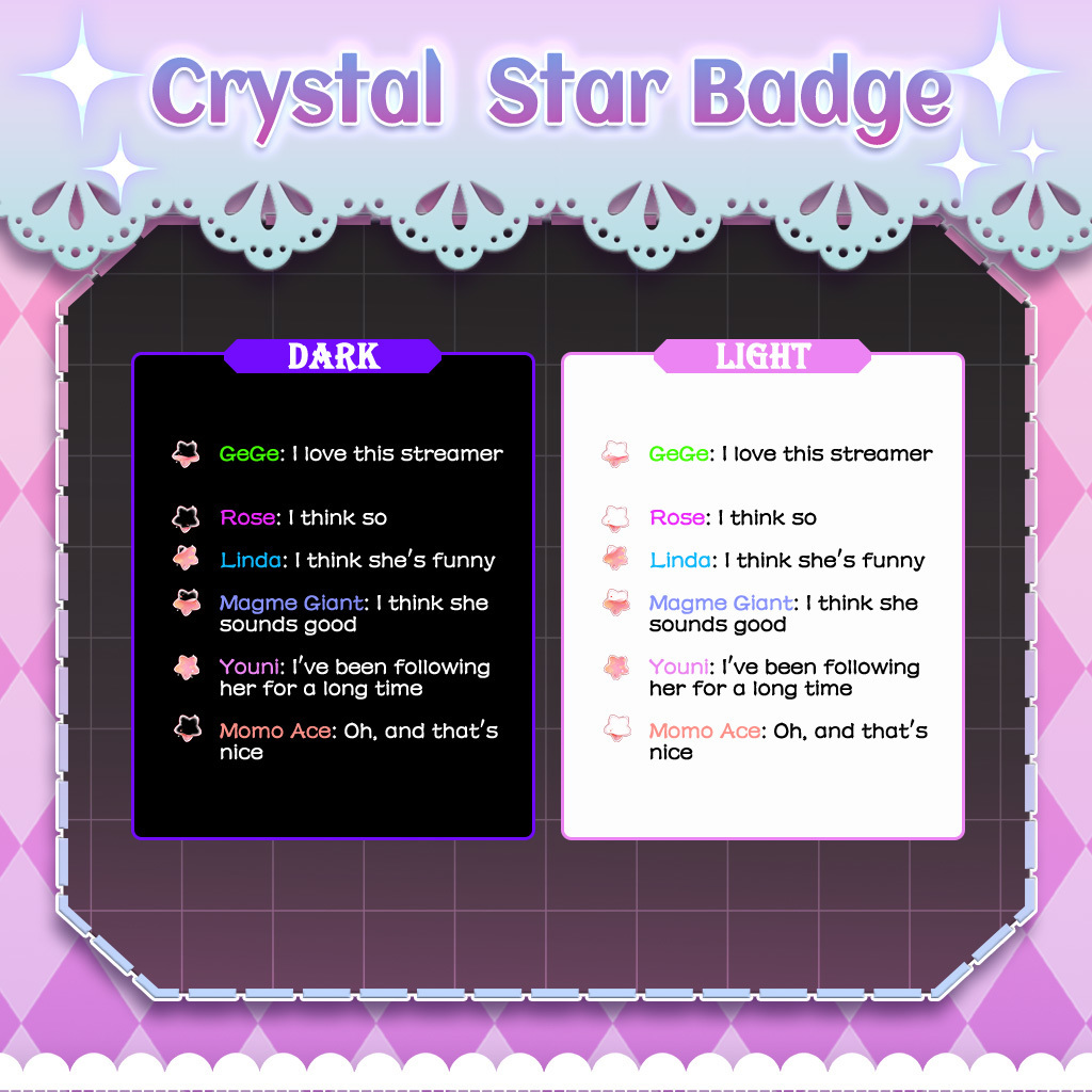 【Twitch Badges】Pink Star Livestream Badges - VTuber Stream Shop - BOOTH