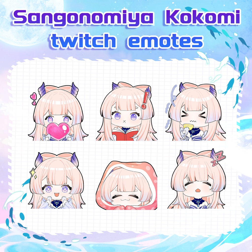 【Twitch Emote】Sangonomiya Kokomi twitch emotes | Livestream Emote, Cute ...
