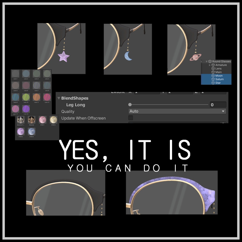 [VRChat] Round Glasses - Borish - BOOTH