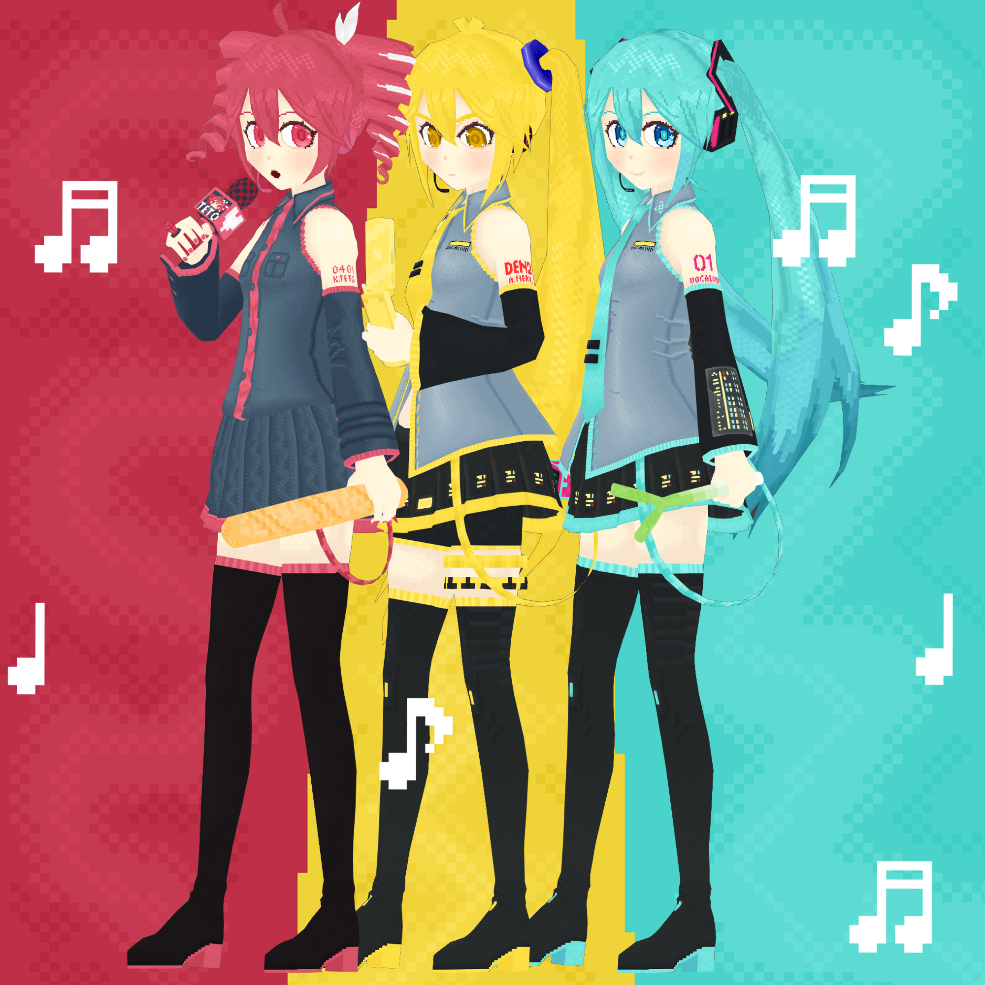 PS1 「ミク」「テト」「ネル」 Miku, Teto, Neru / 3D モデル - Rope's Radical Retail! - BOOTH