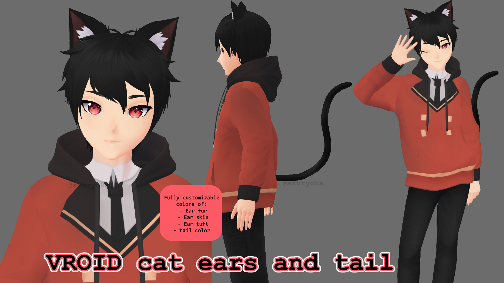【Vroid】Cat ears and tail / 猫の耳と尻尾 [ Updated!] - azuryoka - BOOTH