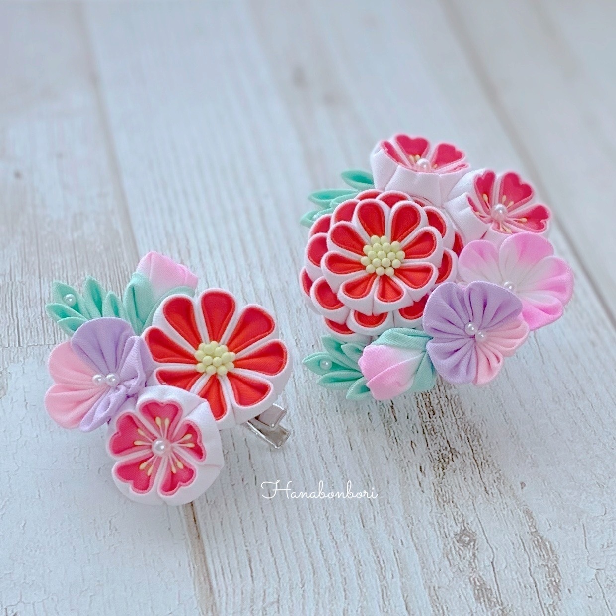 展示のみ オーダー商品 りう様 髪飾りセット - 花ぼんぼり - BOOTH