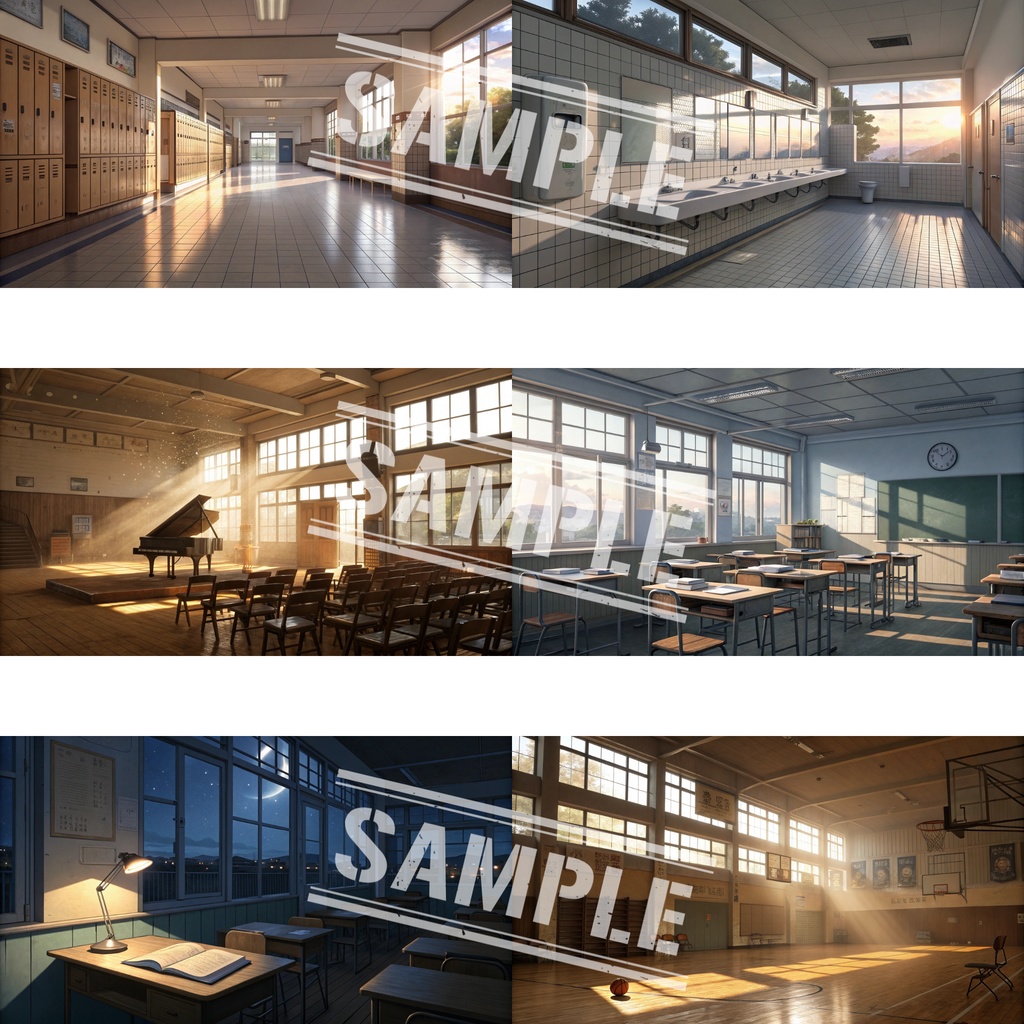 学校背景素材パック - AIそざい屋さん - BOOTH