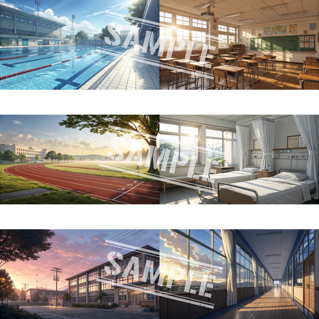 学校背景素材パック - AIそざい屋さん - BOOTH