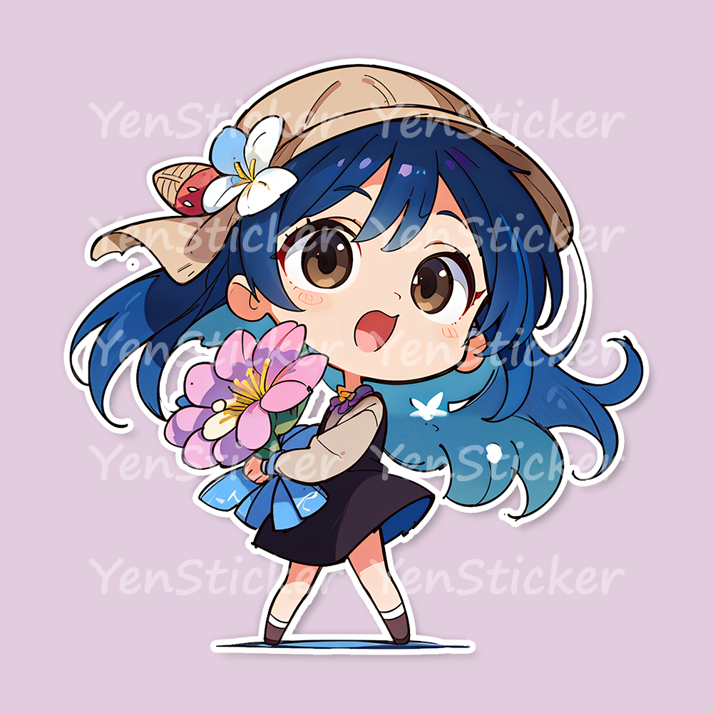 Cute digital design for sticker bundle (20P), Little girl bouquet ...