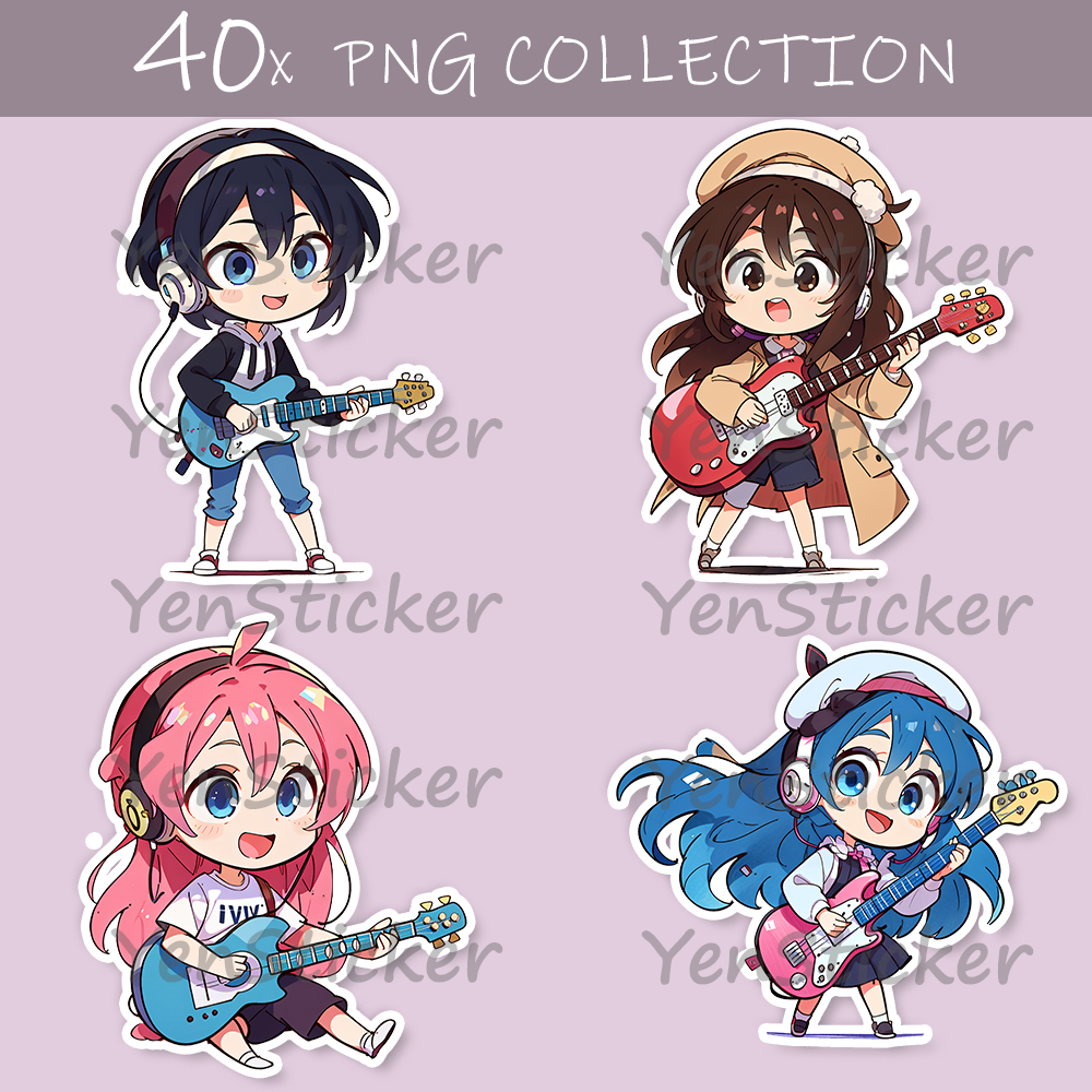 Cute digital design for sticker bundle (40P), Little girl playing ...