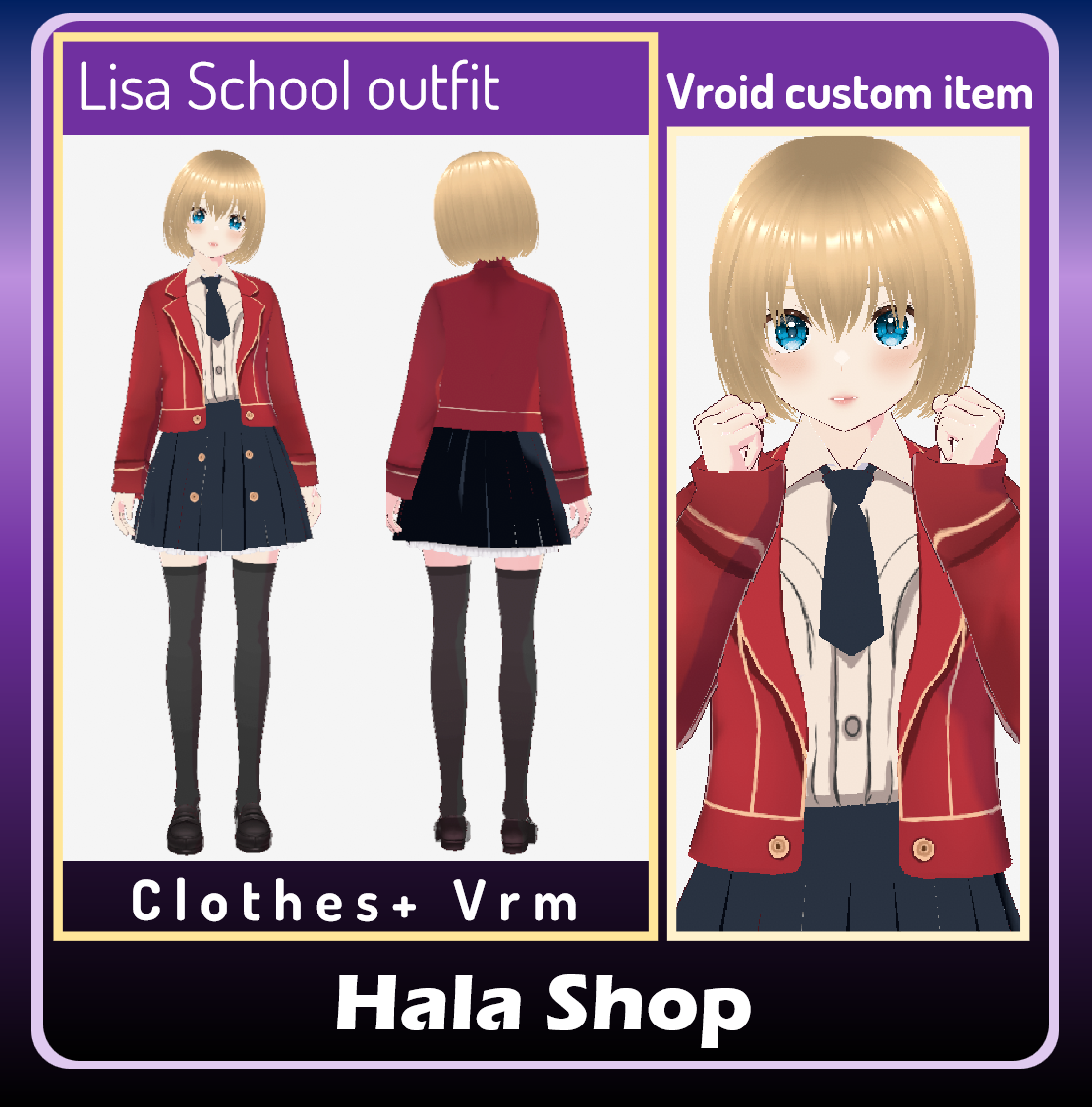 Lisa School outfit & Character Vroid - HalaShop - BOOTH