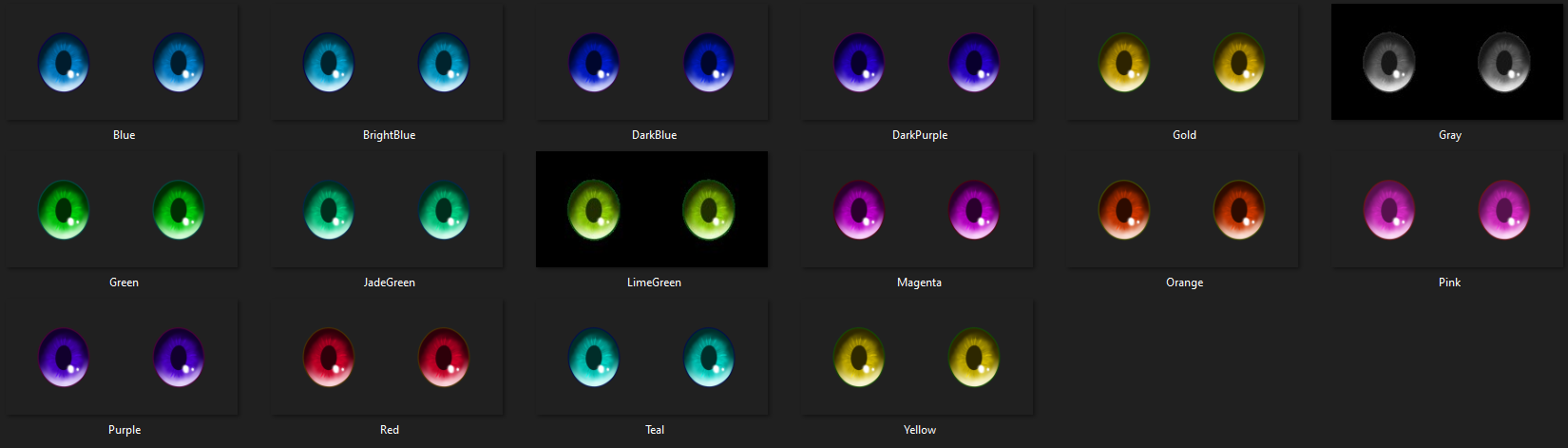 VRoid Eye Texture - Anime Pack #2 (16 Colors) - ShivaSenpai - BOOTH