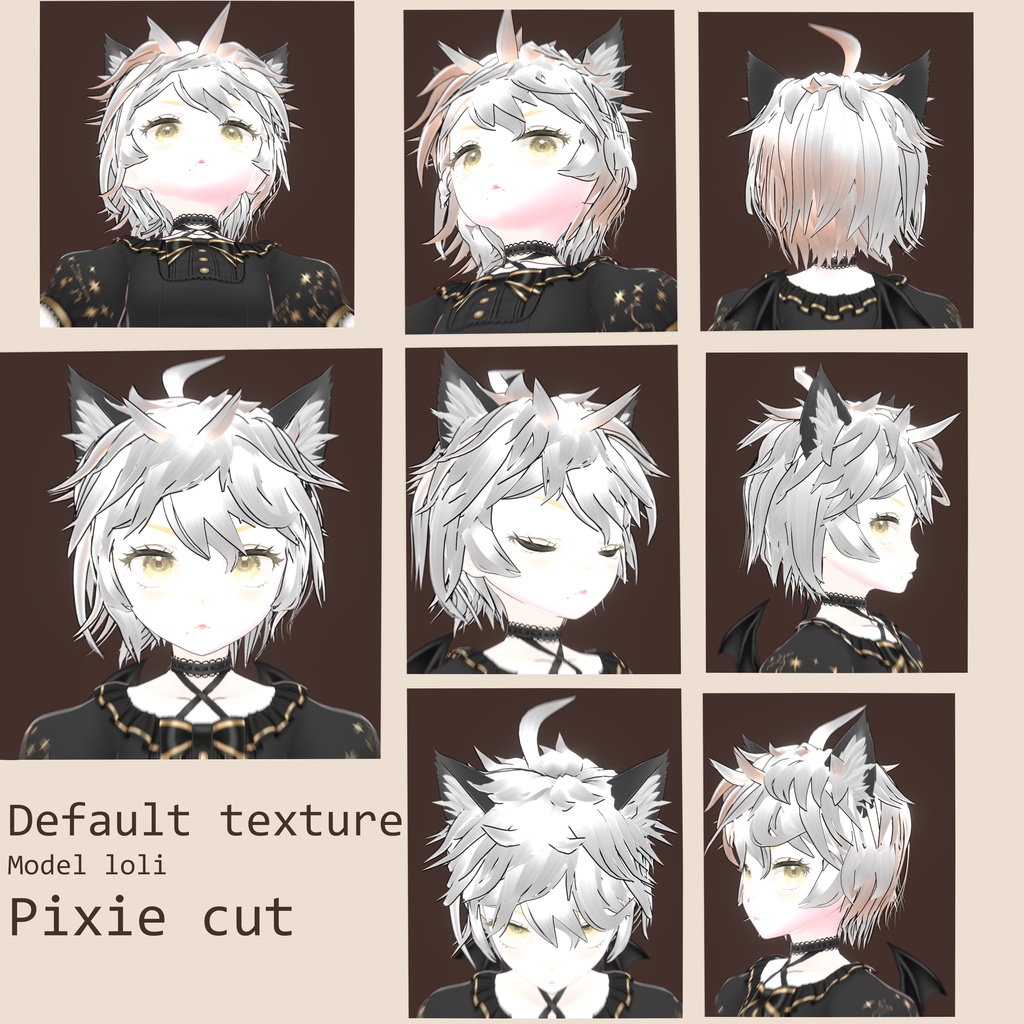 [Vroid] Pixie Cut hairstyle (+texture and hair bounce setting ...