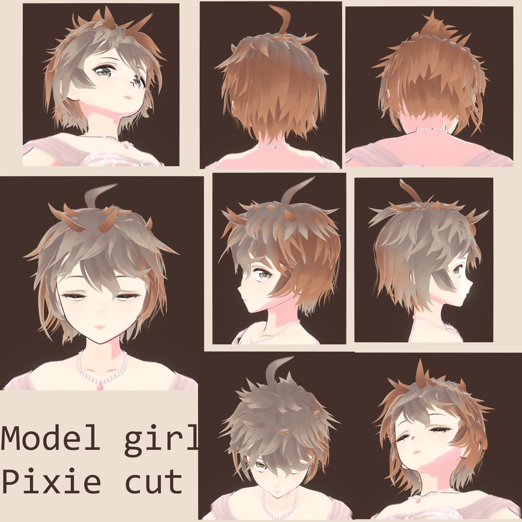 [Vroid] Pixie Cut hairstyle (+texture and hair bounce setting ...